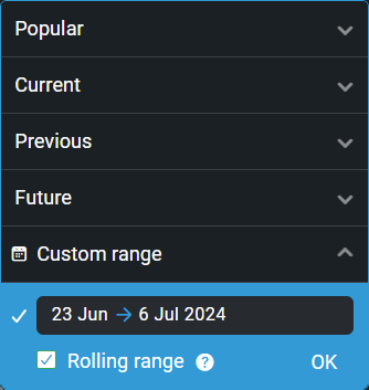 Select date ranges