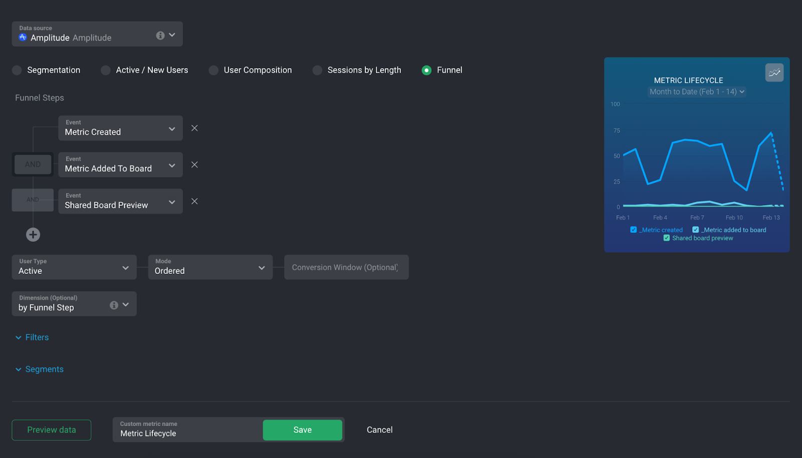 Overview: Metric Builder for Amplitude (Funnel)