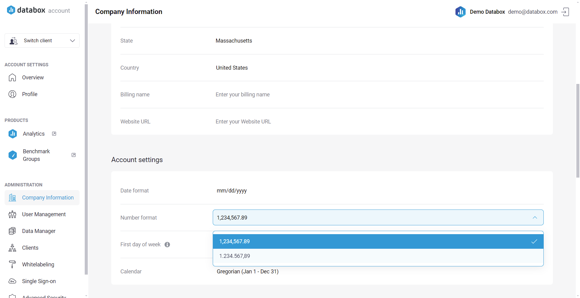 Set default number format
